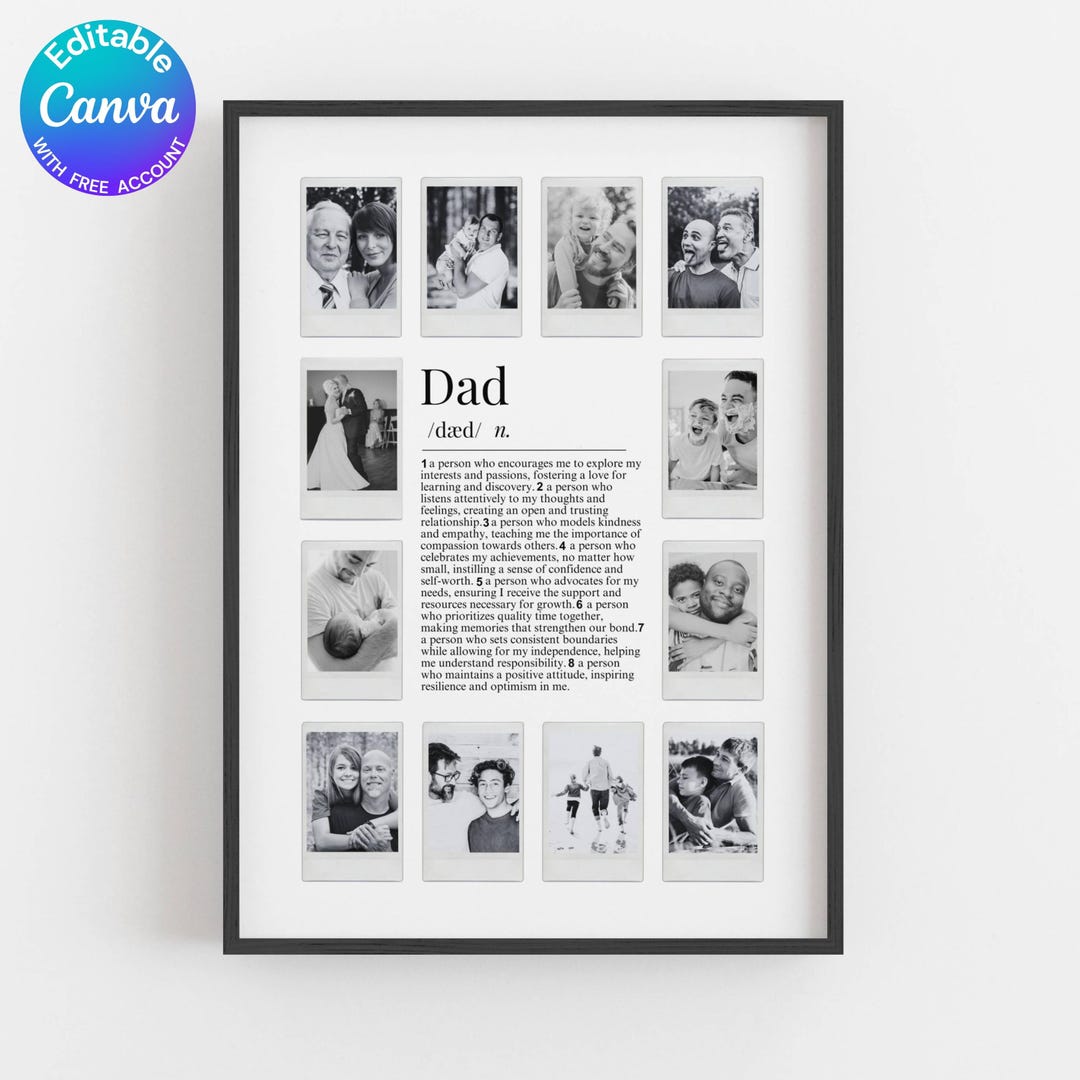 Dad Definition Template. Customizable & Printable Photo Collage Father ...