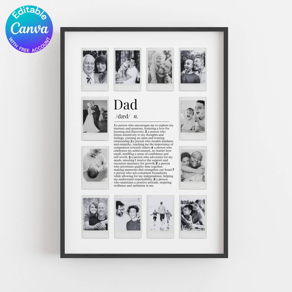 Dad Definition Template. Customizable & Printable Photo Collage Father ...