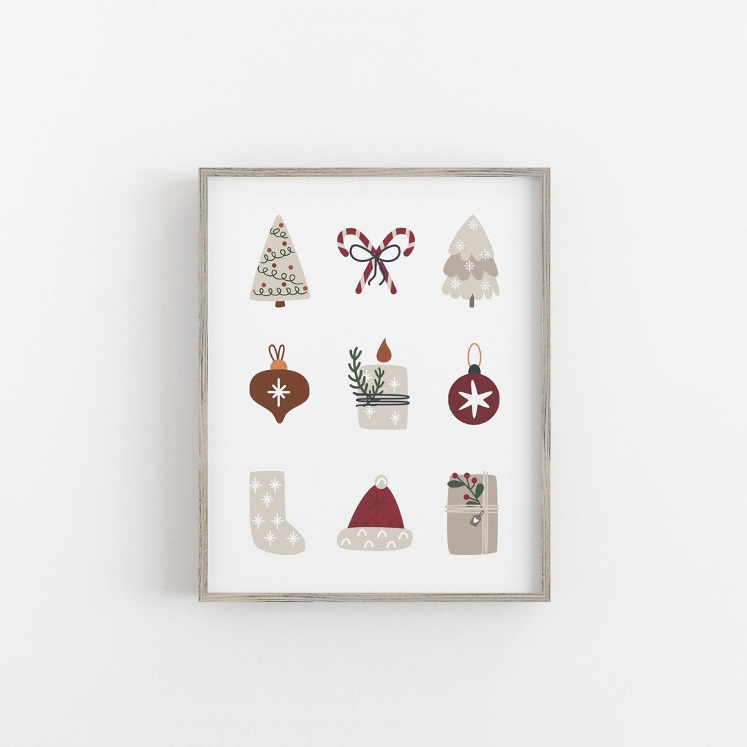 Boho Christmas Gallery Minimalist Wall Art Neutral Holiday Prints for ...