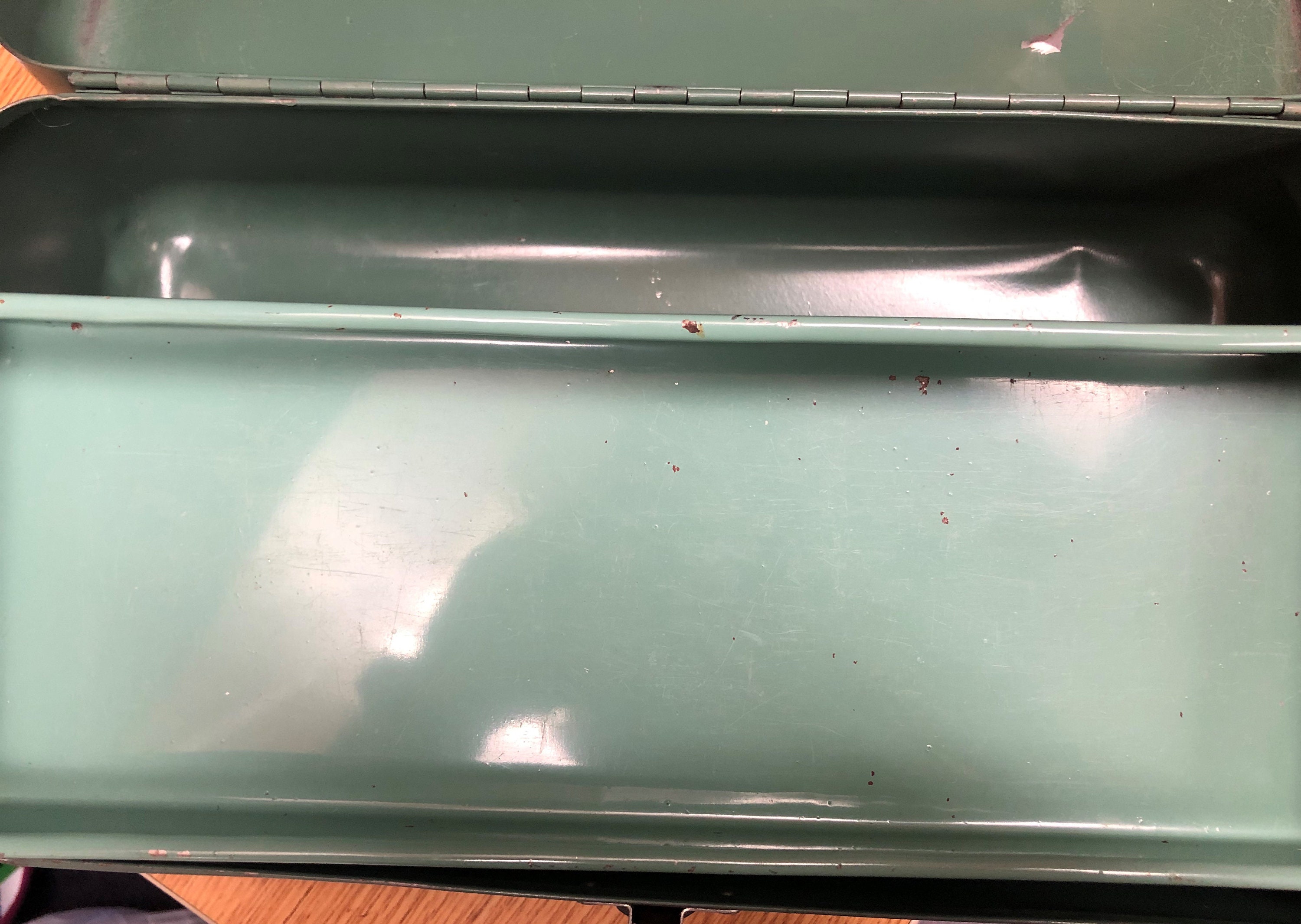 Vintage Simonsen Metal Box With Tray Green - Etsy