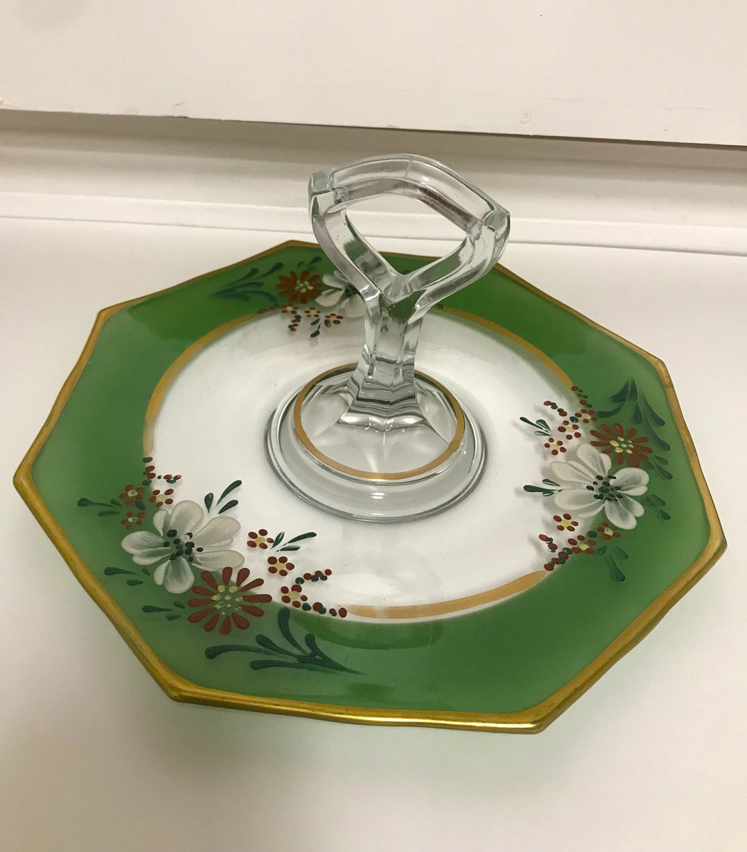 1930s Octagonal Sandwich Serving Plate HAND-PAINTED Depression Era - Etsy