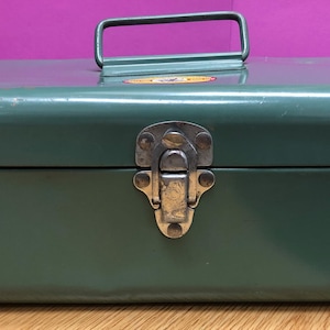 Vintage Simonsen Metal Box With Tray Green - Etsy