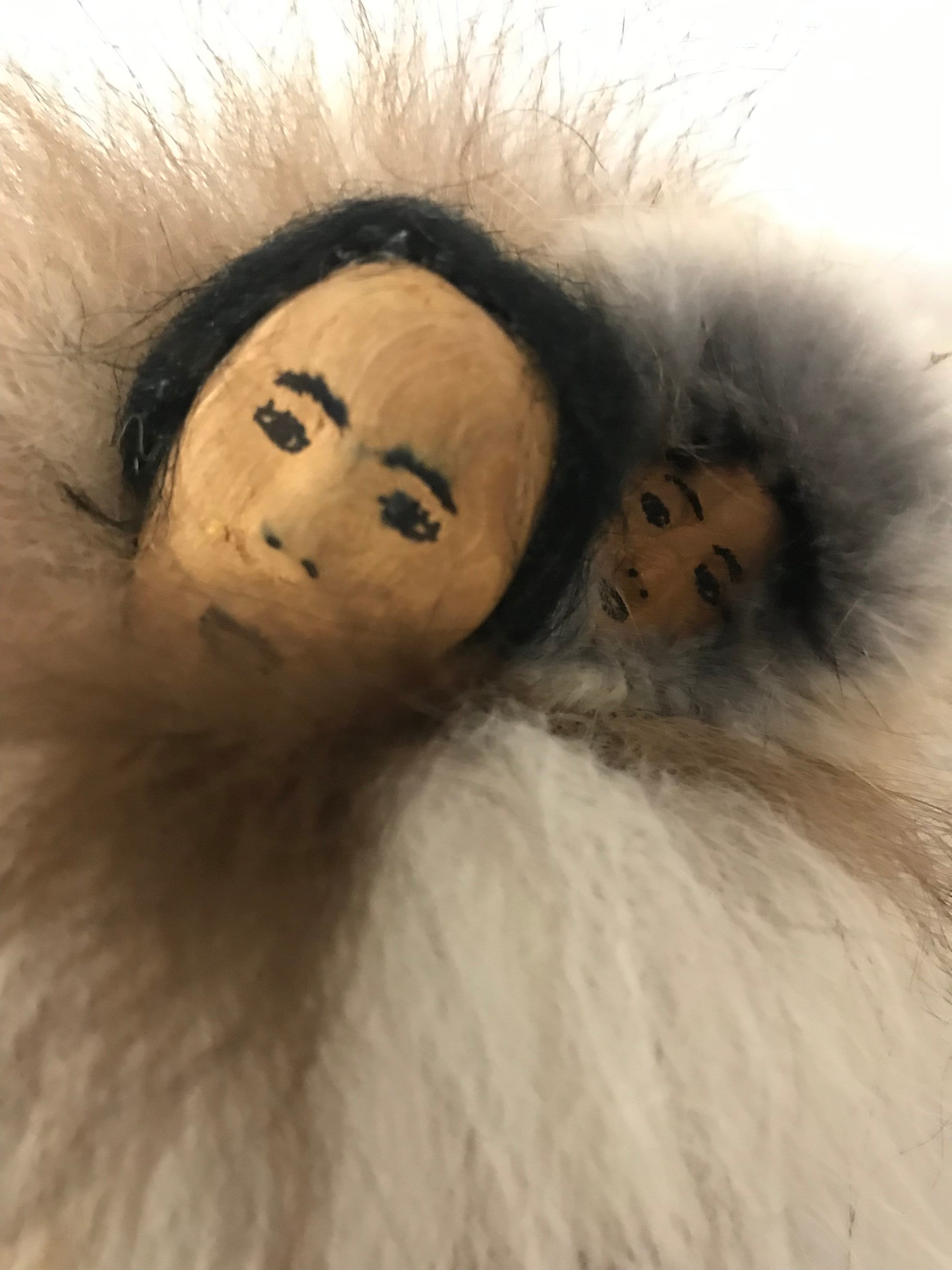 INTUIT Eskimo Indigenous DOLL Handmade With Baby Child Papoose - VG Fur ...