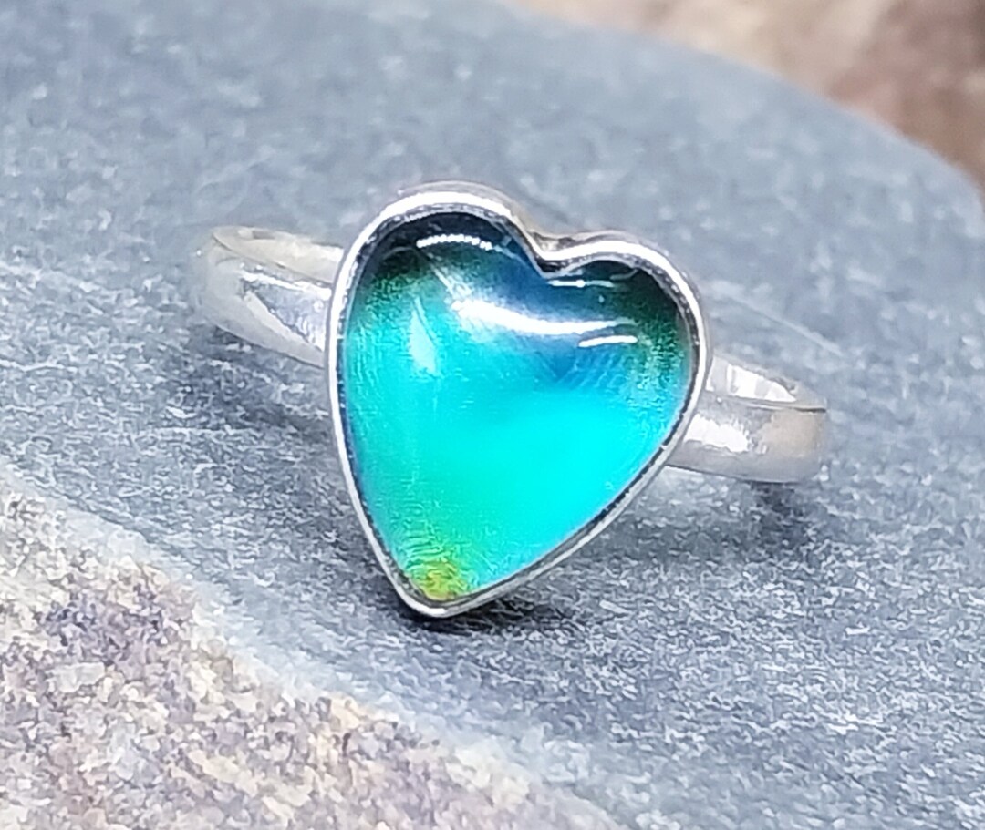 Vintage Sterling Silver MOOD STONE Ring Large Colour Changing Size Uk O ...