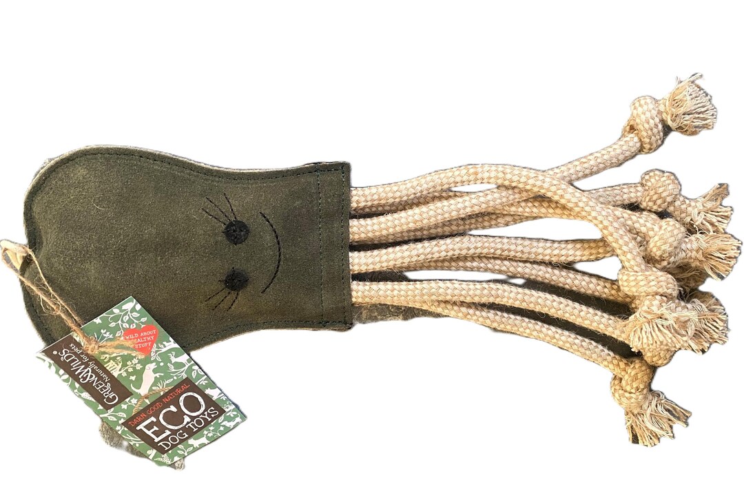 Olive Octopus Eco-friendly Natural Suede & Jute Dog Toy - Durable ...