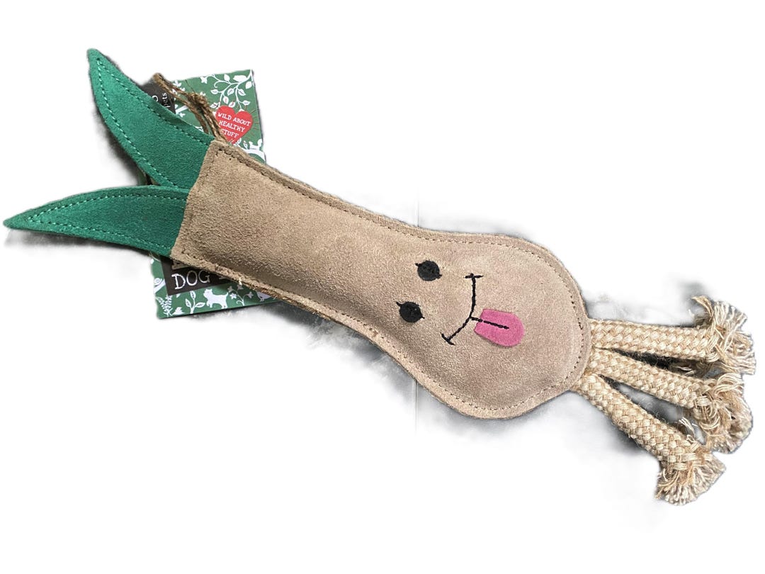 Larry the Leek: Eco-friendly Durable Dog Toy - Natural Suede & Jute ...