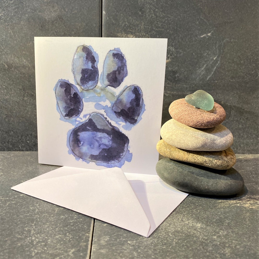 Watercolor Paw Print Card: Blank Greeting Card for Dog Lovers - Etsy