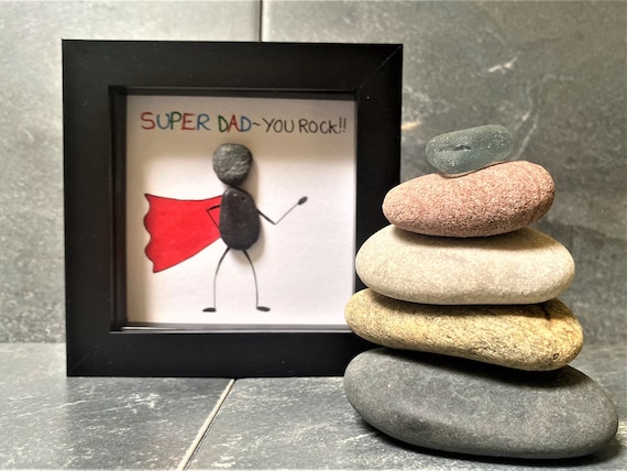 Personalised Fathers Day Gift- Grandad Family Rocks Framed And ...