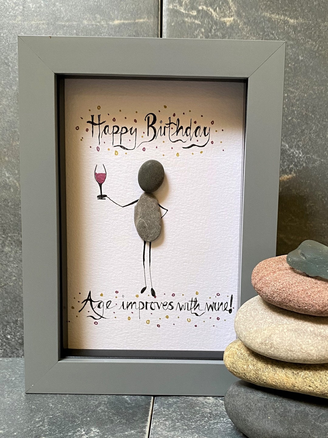 Birthday Pebble Art, Framed Pebble Pictures, Humorous Birthday Present ...