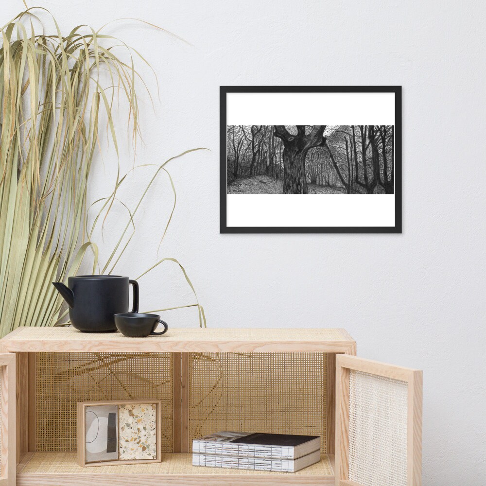 Forest Charcoal Drawing Print Beech Tree Calm Art Wall Decor Forest ...