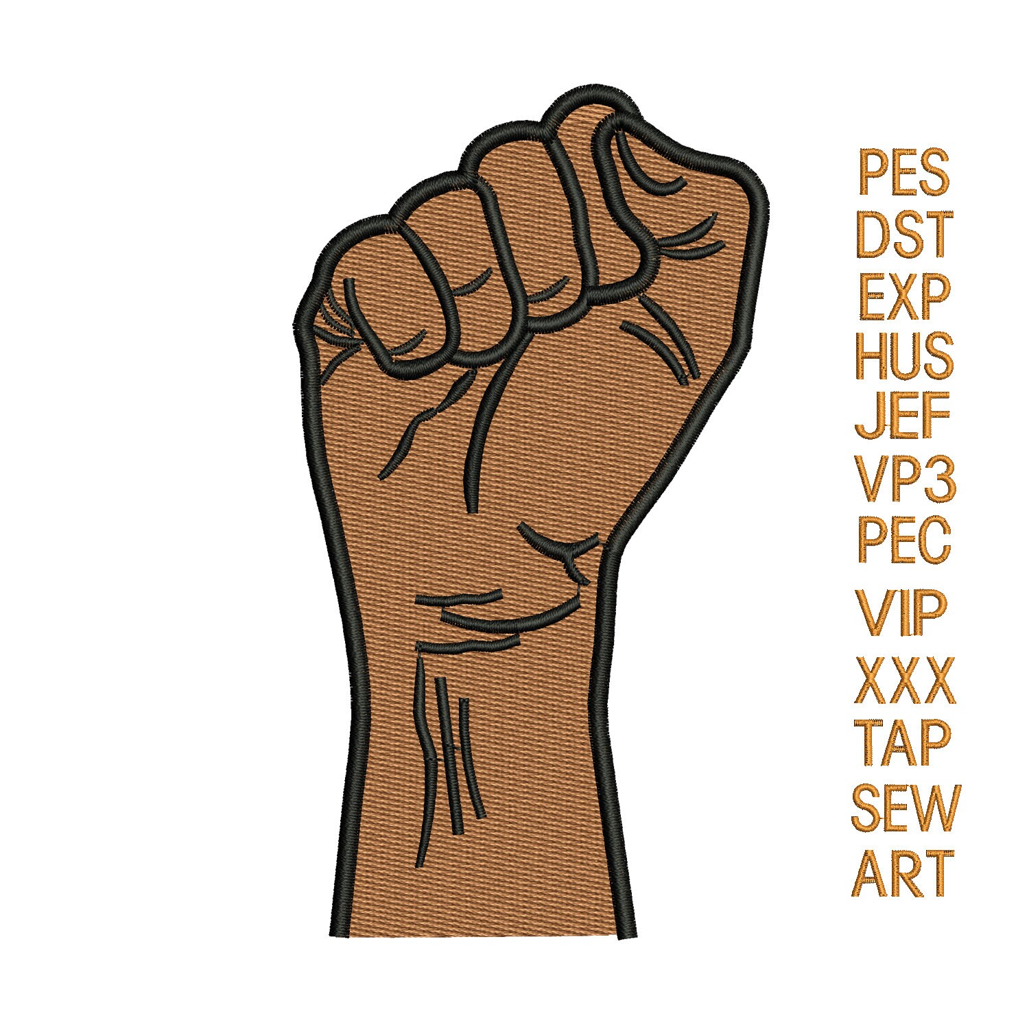 Hand Fist Embroidery Design,hand Fist Embroidery Pattern,raised Fist ...
