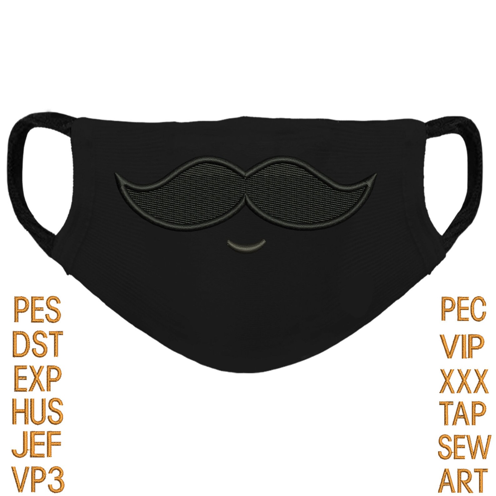Mustache Face Mask Embroidery Designadults | Etsy