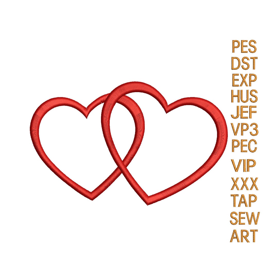 Diseño de bordado de corazones cruzados, diseño de bordado de corazón ...