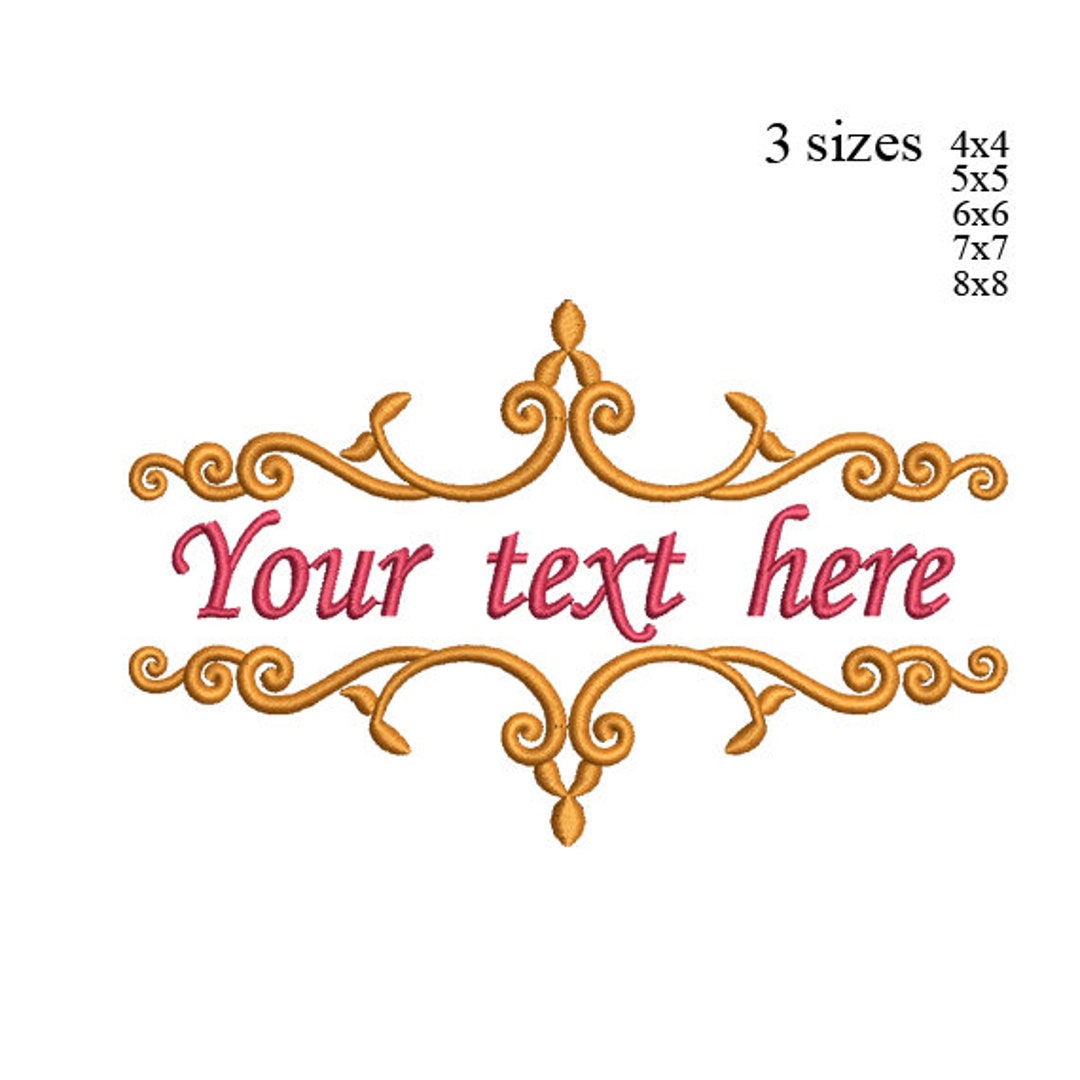 Floral Name Border Frame Embroidery Design, Floral Name Border Frame ...