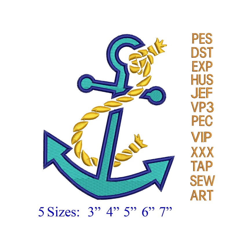 Anchor With Rope Embroidery Designanchor Embroidery - Etsy