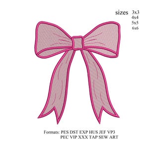 Side Bow Embroidery Design - Coquette Bow Embroidery Design, Bow ...
