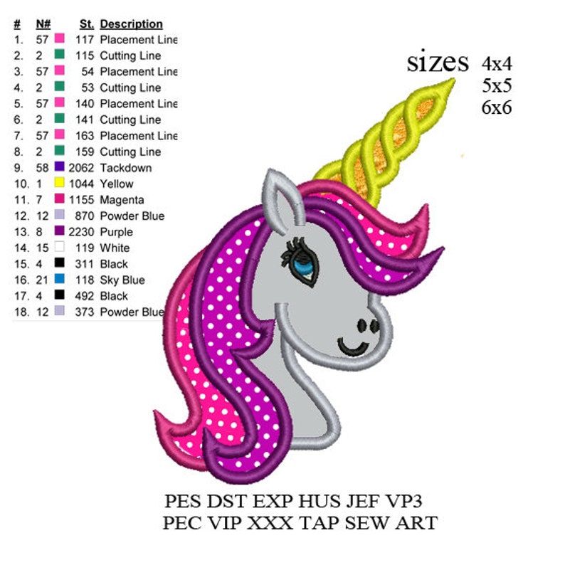 Unicorns Embroidery Designs Unicorn Applique Designs Cute - Etsy