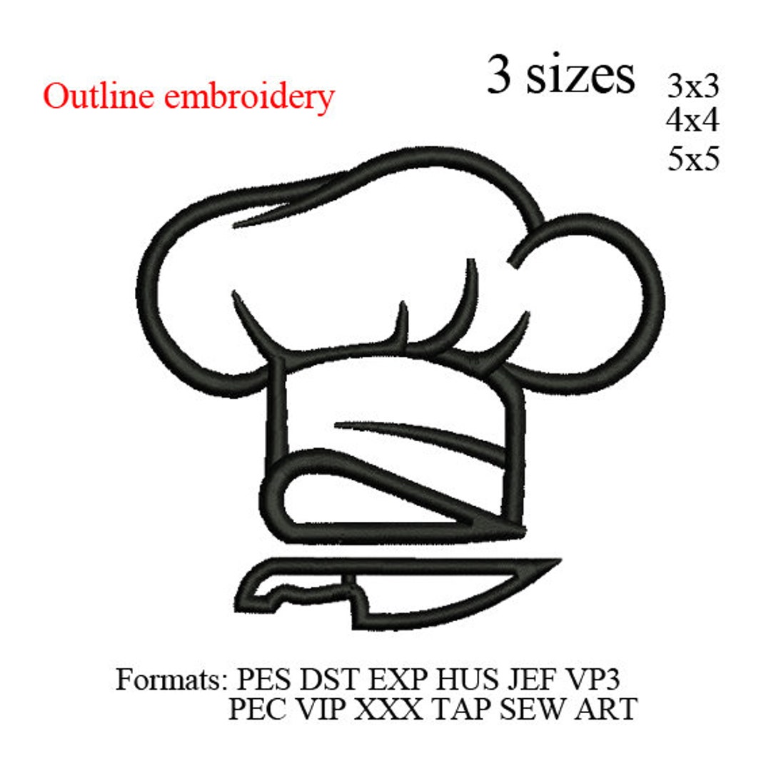 Chef Hat Outline Kitchen Chef Hat Embroidery Design, Chef Hat ...