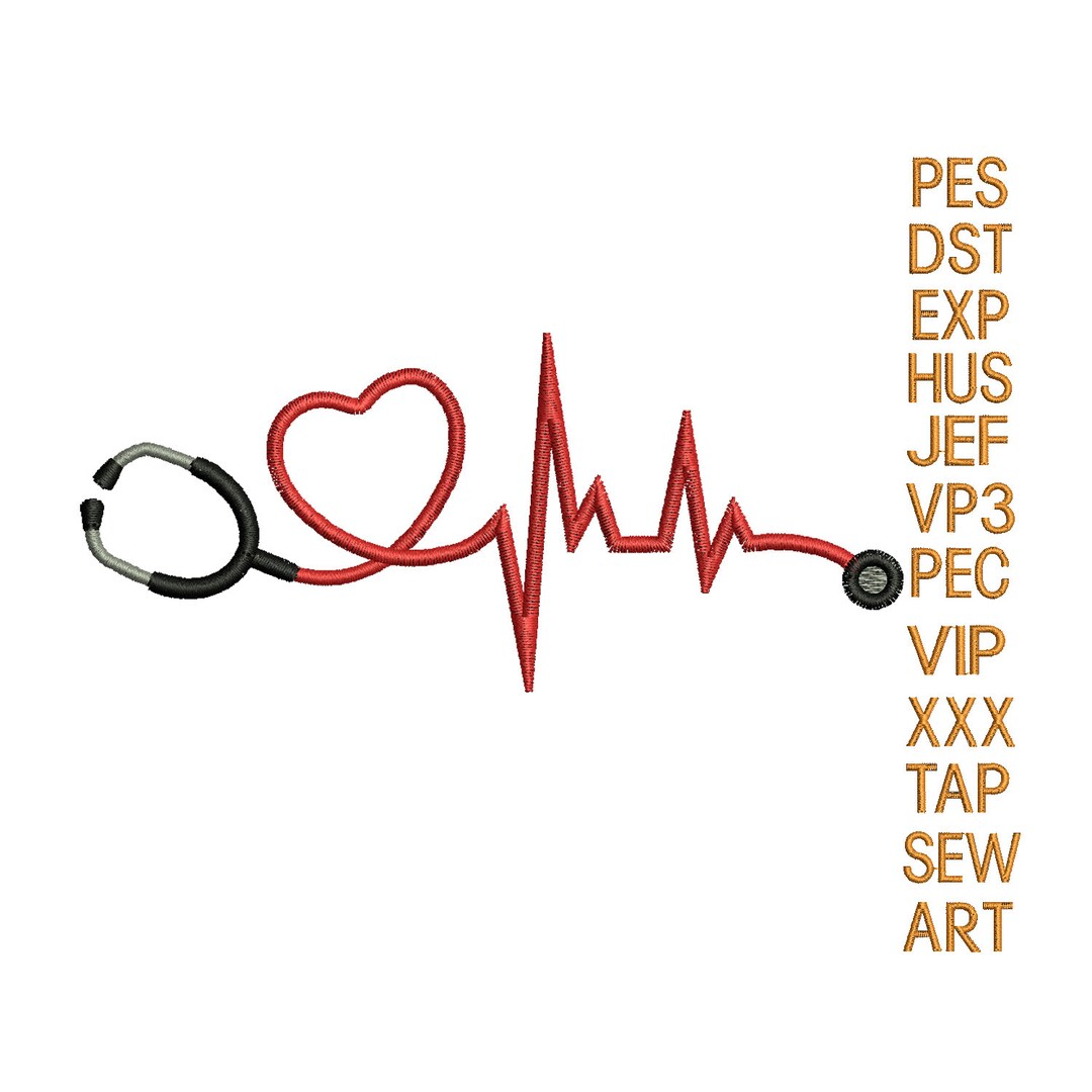 Nurse Heart Beat Embroidery Design,heart Embroidery Machine, K1255 , Instant Download - Etsy