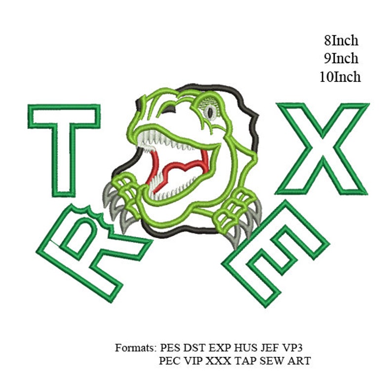Dino Rex Dinosaur Applique Embroidery Design T-rex Text | Etsy