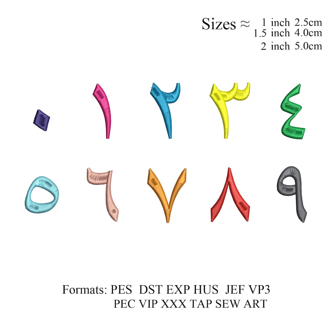 Arabic Numbers Embroidery Designs, All Arabic Numbers. Numeros Arabe ...