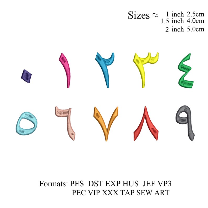 Arabic Numbers Embroidery Designs All Arabic Numbers. Numeros - Etsy