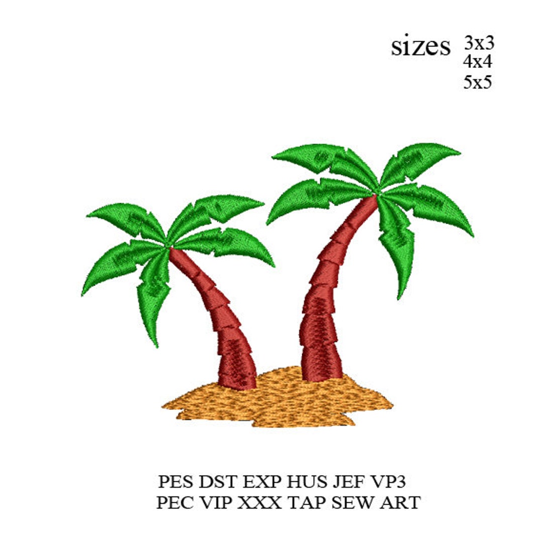 Palm Embroidery Design, Palm Tree on Island Embroidery Machine, Palm ...