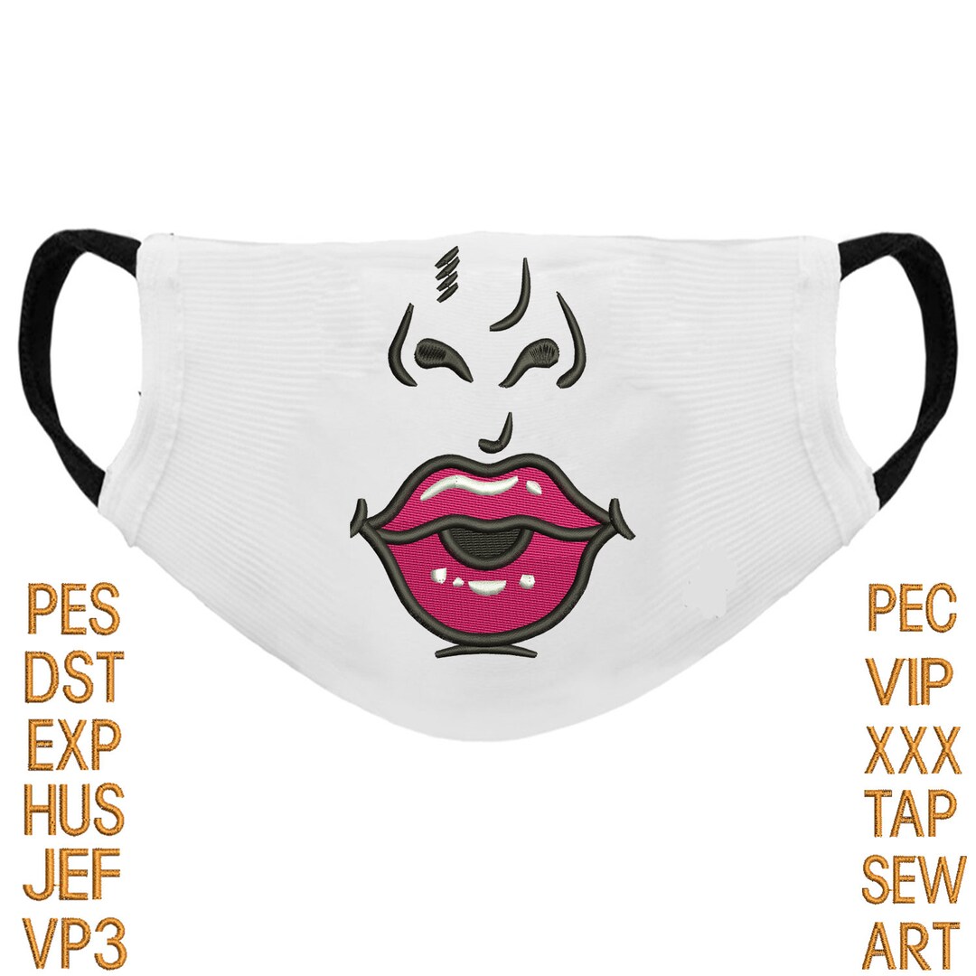 Face Mask Embroidery Design,lips Embroidery,adults Kids,sexy Lips ...