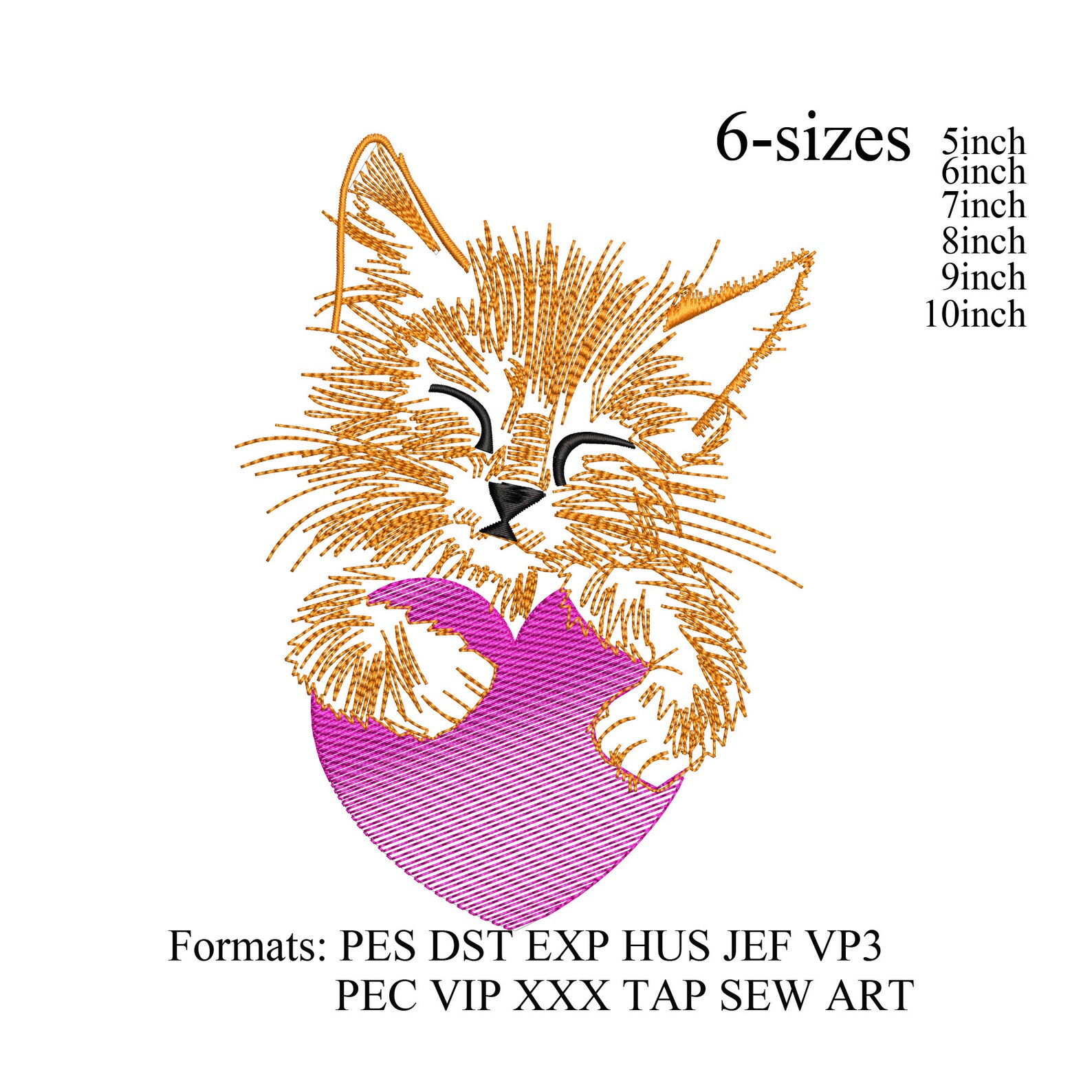 Cat Embroidery Design Cute Cat Embroidery Machine Kitten - Etsy