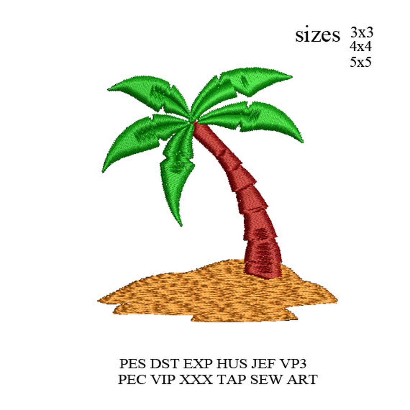Palm Island Embroidery Designpalm Tree on Island Embroidery - Etsy