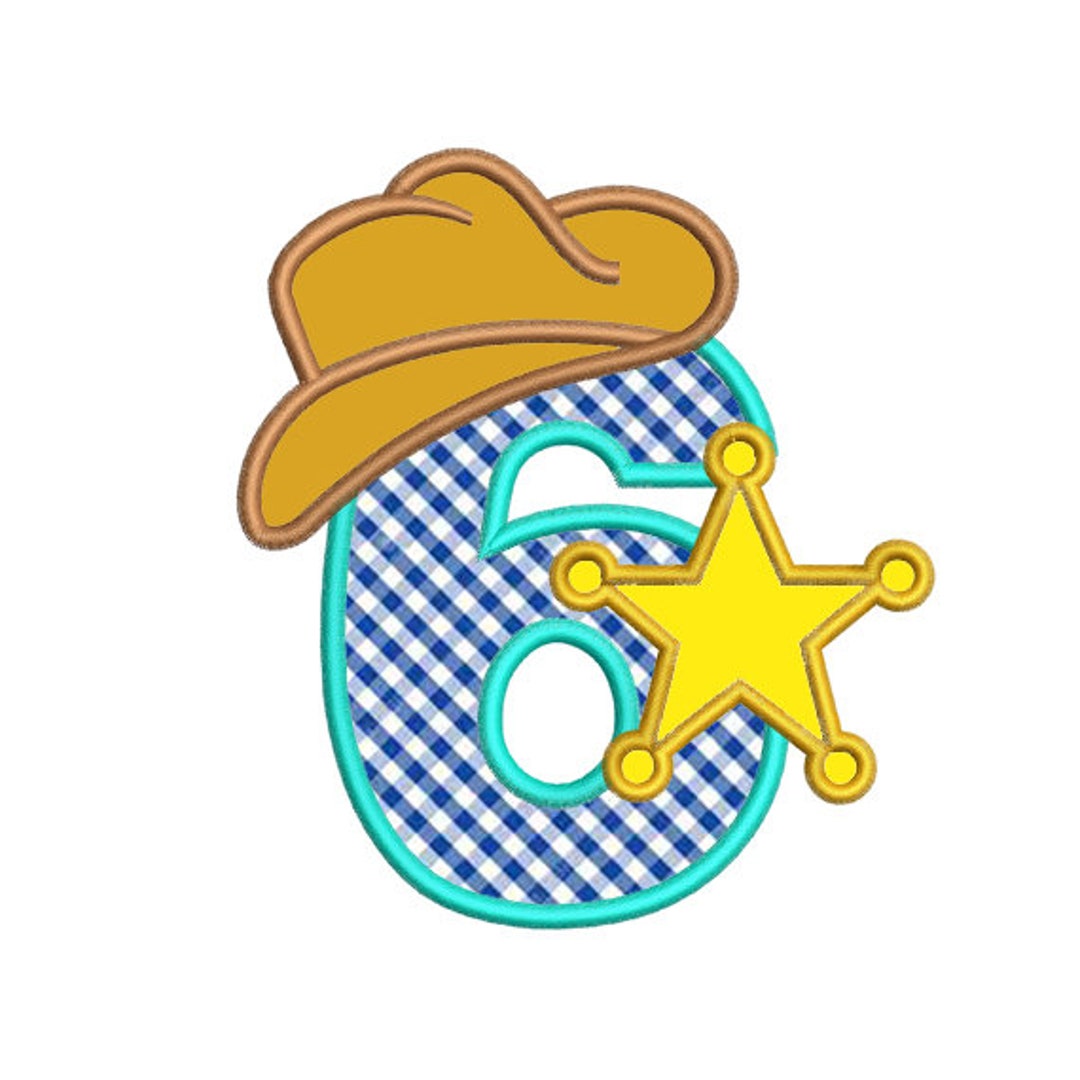 Sheriff Number 6 6th Birthday Applique Embroidery Design,sheriff Number ...