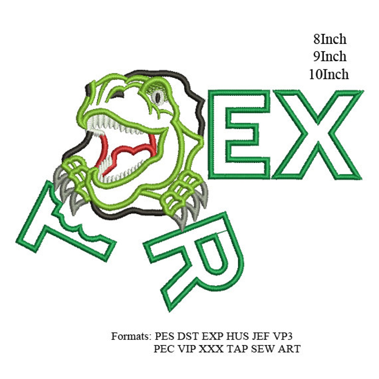 Dino Rex Dinosaur Applique Embroidery Design T-rex Text - Etsy