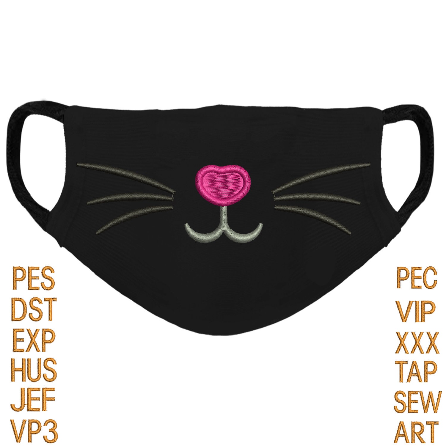 Cute Cat Face Mask Embroidery Design Kitty Kitten Mouthadults - Etsy