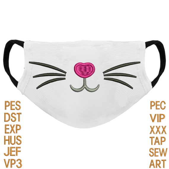 Cute Cat Face Mask Embroidery Design Kitty Kitten Mouthadults - Etsy