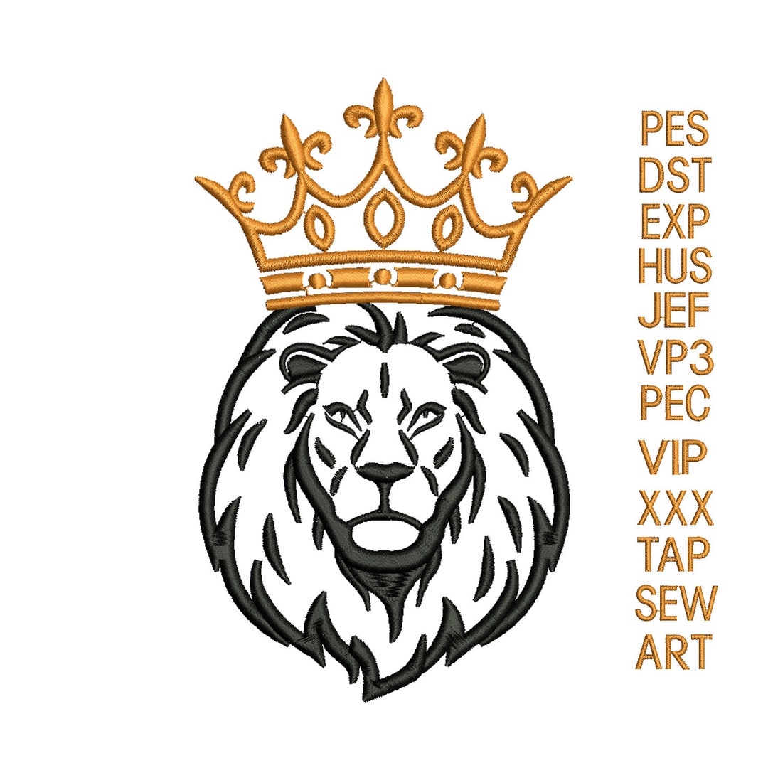 Lion Crowned Embroidery Design ,lion Head Embroidery Machine,lion With ...