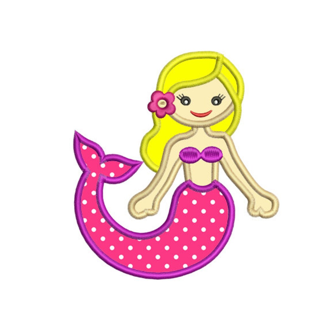 Cute Mermaid Applique Embroidery Design, Cute Mermaid Applique ...