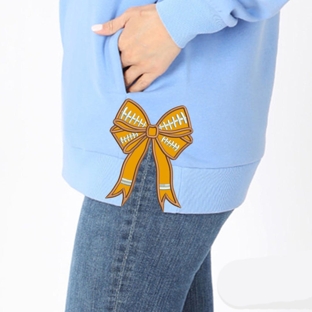 Bow Applique Embroidery Design, Football Bow Embroidery Design, Bow ...