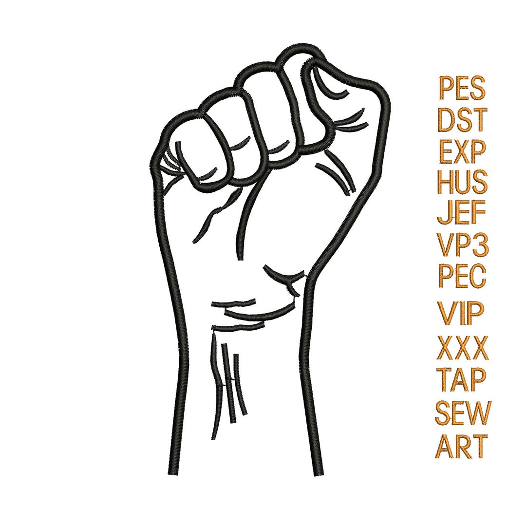 Hand Fist Embroidery Design,hand Fist Embroidery Pattern,raised Fist ...
