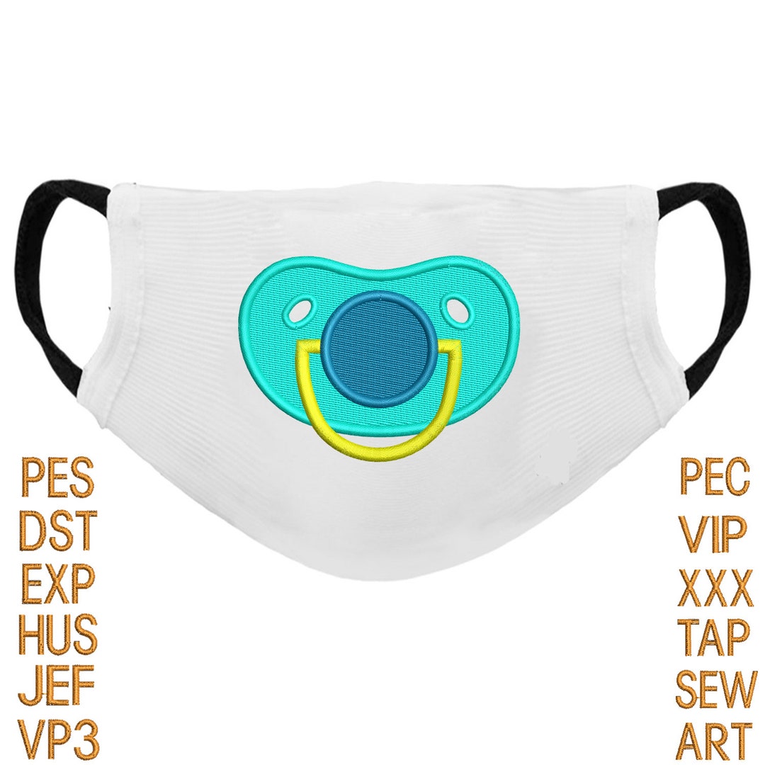 Face Mask Embroidery Design,pacifier Face Mask Embroidery,adults Kids ...