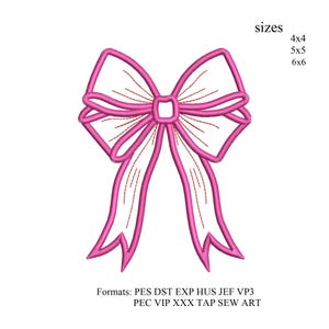 Bow Applique Embroidery Design, Bow Embroidery Design, Side Bow ...