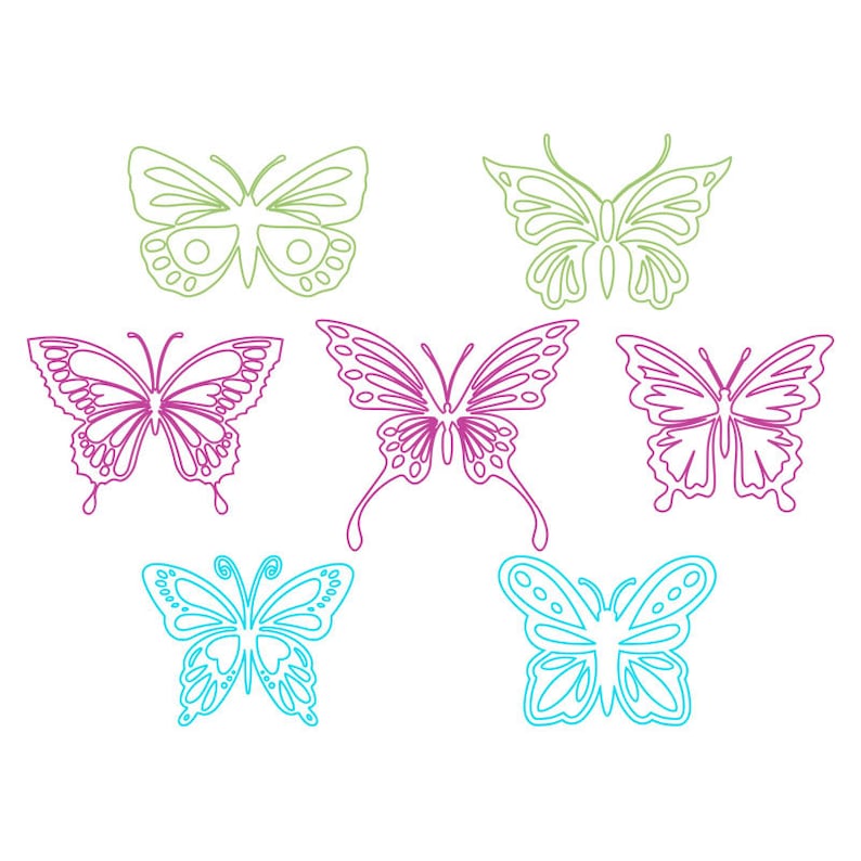 Vlinders SVG Pack - Schetstekeningen - Schetspenontwerp - Folie Quill ...