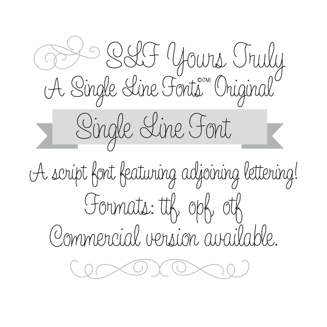 GENUINE Single Line Fonts©tm slf Yours Truly Glowforge Font Monoline ...