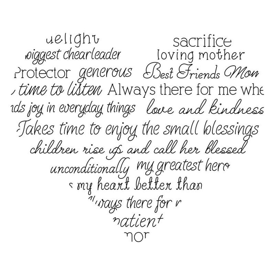 Mother's Day Heart Words SVG - Mother SVG File - Cardmaking SVG Design ...