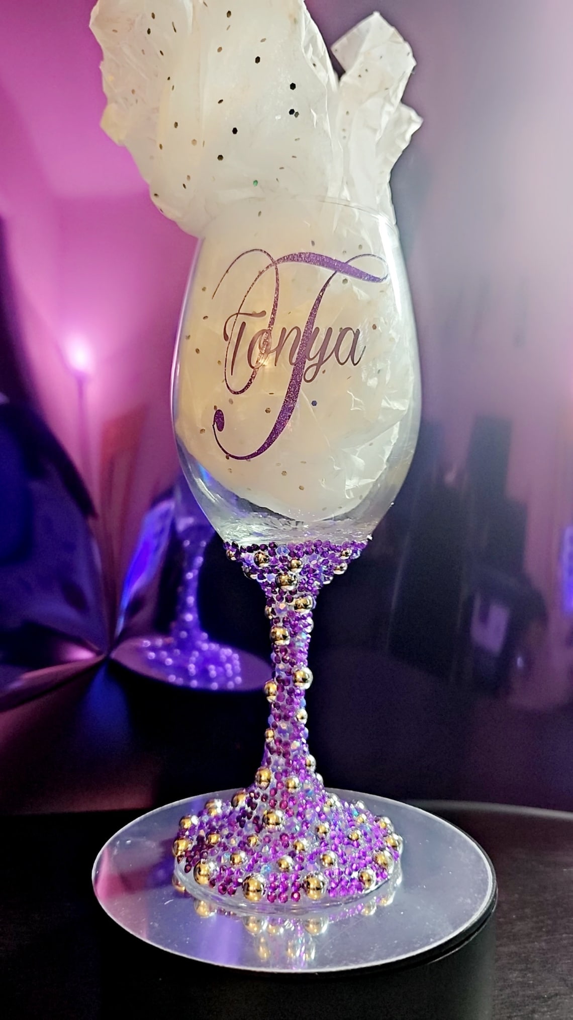 Personalized Bedazzled Wine Glass - Etsy