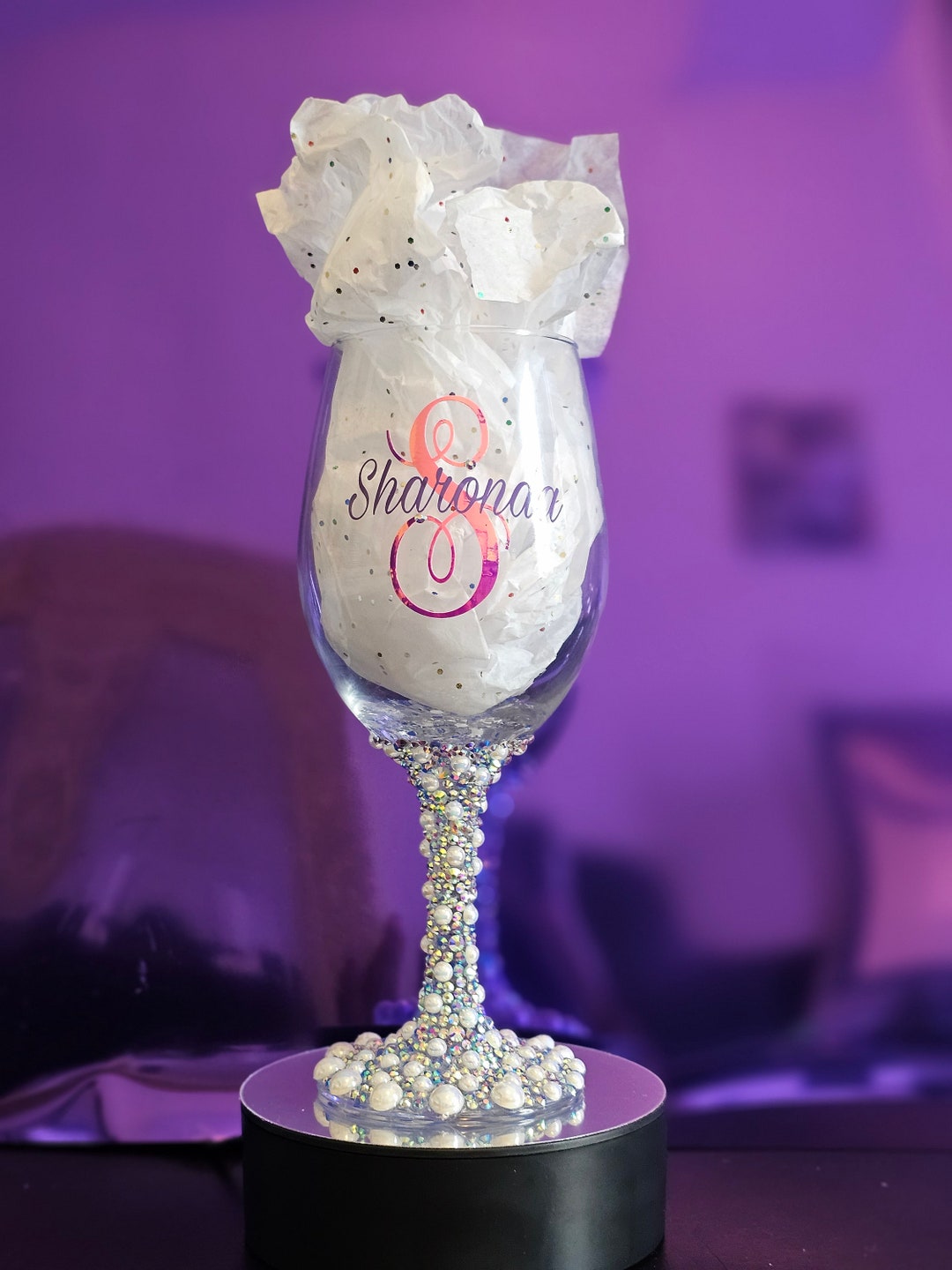 Personalized Bedazzled Wine Glass - Etsy