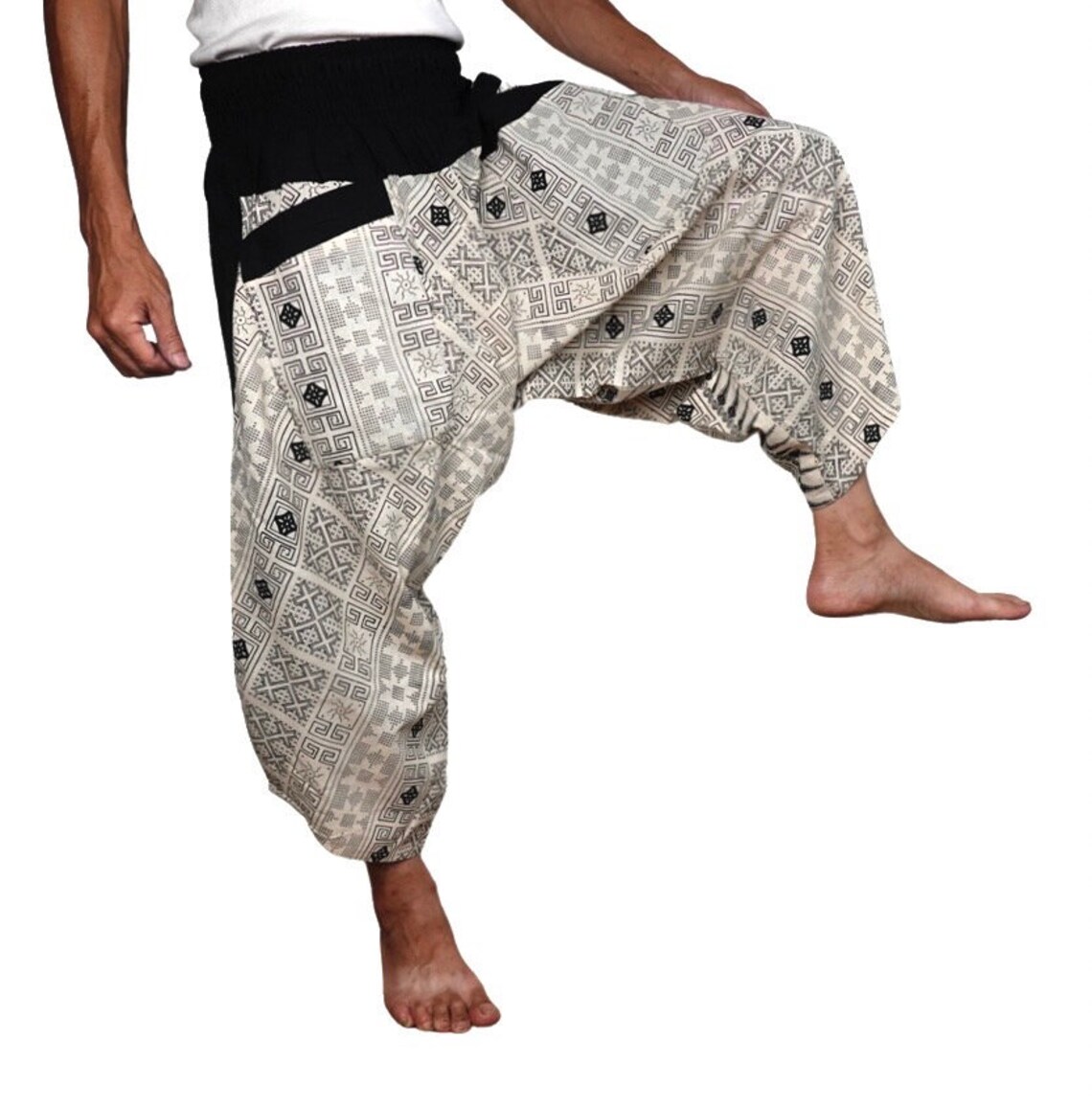 Elastic Waist Samurai Pants, Samurai Pants Men's Fahion Harem Pants ...
