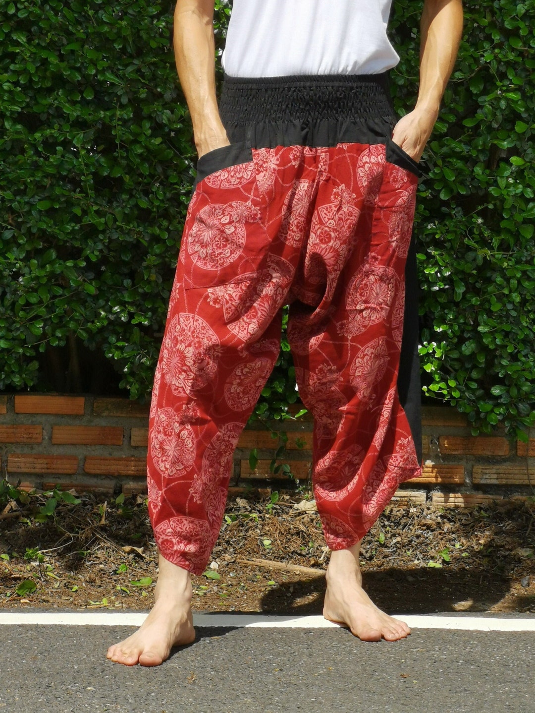 Elastic Waist Samurai Pants, Samurai Pants Men Women Harem Pants Yoga ...