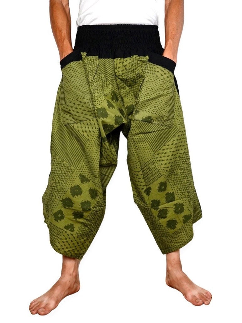 Elastic Waist Samurai Pants, Samurai Pants Men's Fahion Harem Pants ...