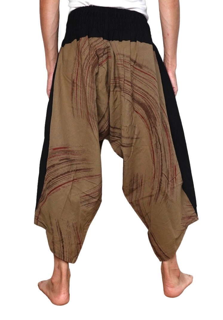 Elastic Waist Samurai Pants,brown Pants,thai Arts Pants, Samurai Out ...