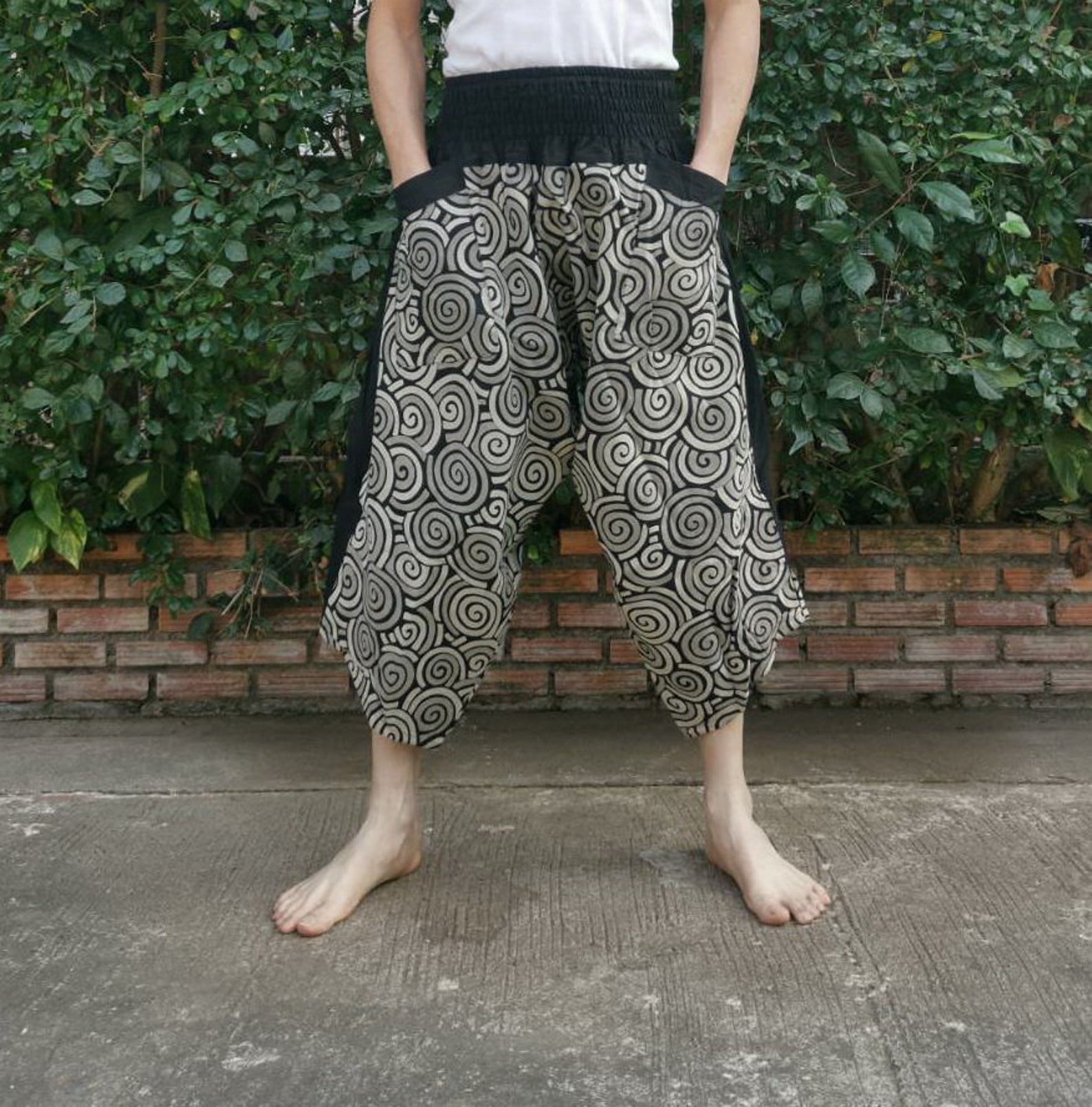 Elastic Waist Samurai Pants Samurai Pants Men's Fashion | Etsy